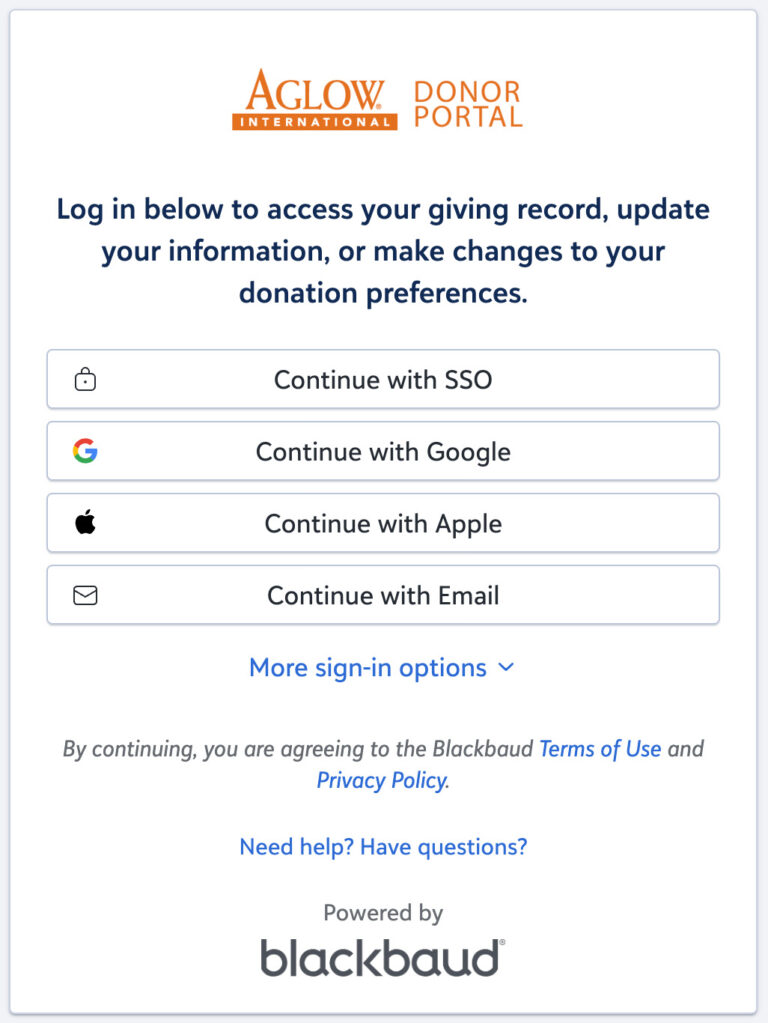 Donor Portal - Aglow International